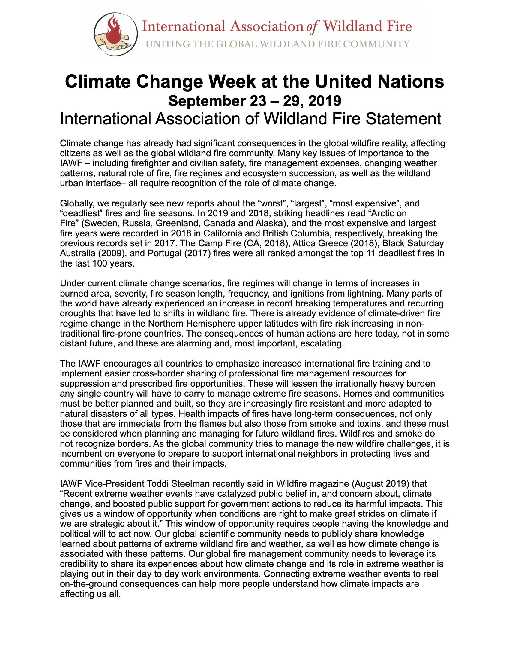 IAWF Climate Change Week - Statement - International Association of ...